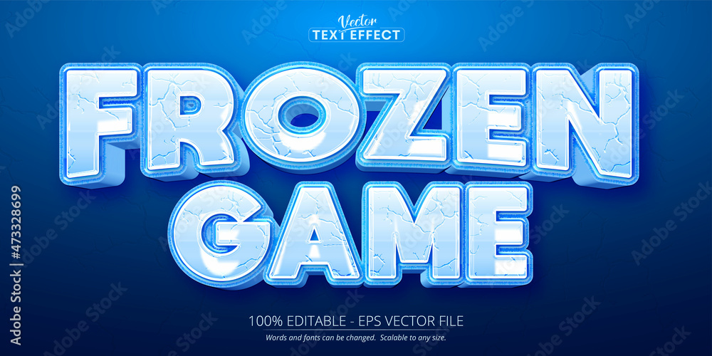 Ice text effect, editable frozen game and cartoon text style Stock ...