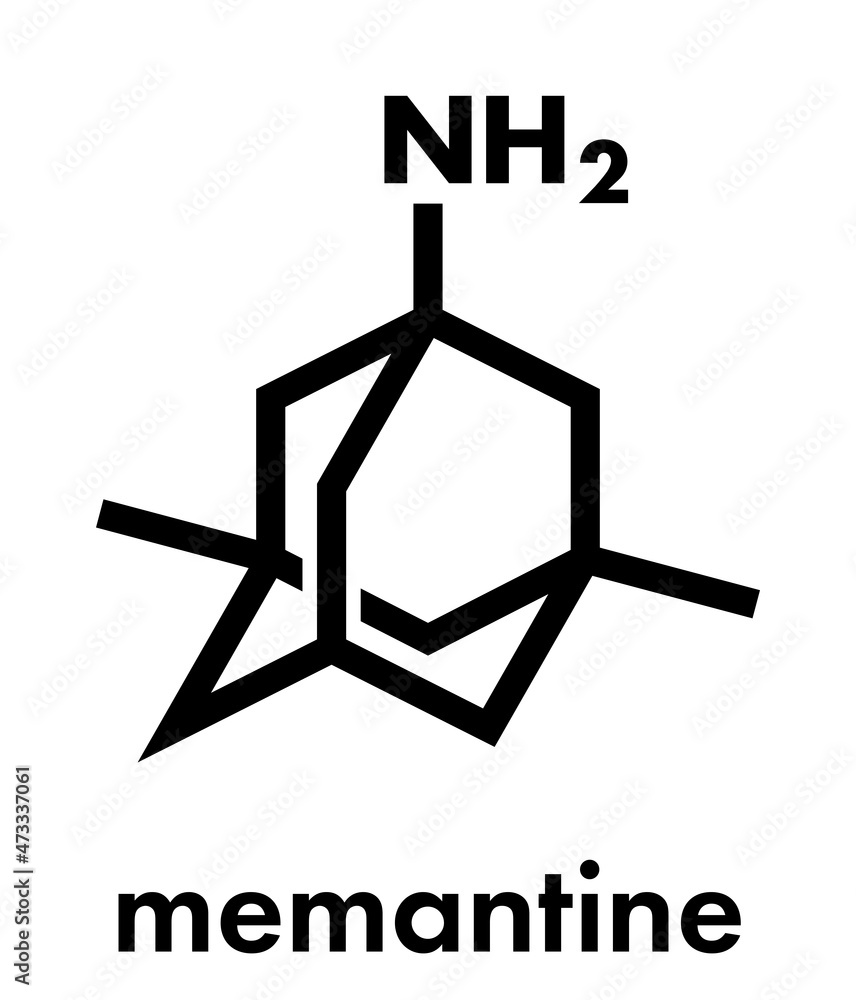 Memantine Alzheimer's disease drug molecule. Skeletal formula. Stock ...