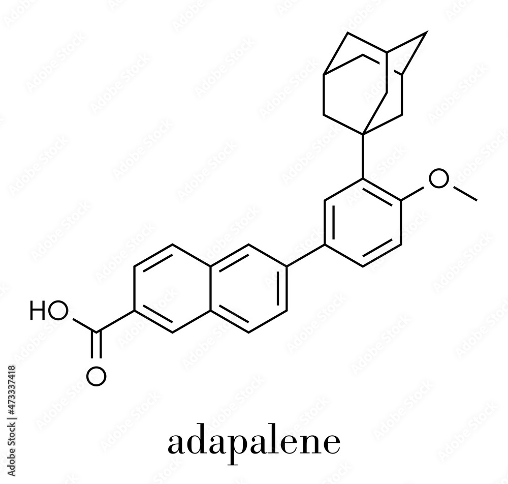 Adapalene acne treatment drug molecule. Skeletal formula. Stock Vector ...