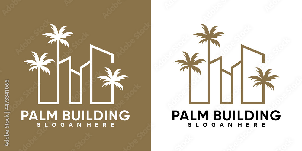 palm building logo design with creative concept Stock Vector | Adobe Stock
