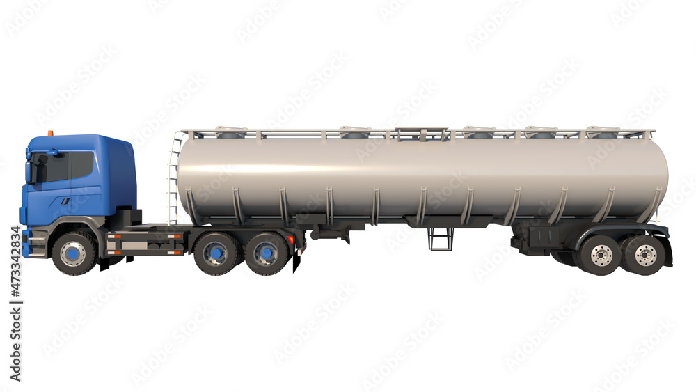 Tanker truck 2- Lateral view white background 3D Rendering Ilustracion ...