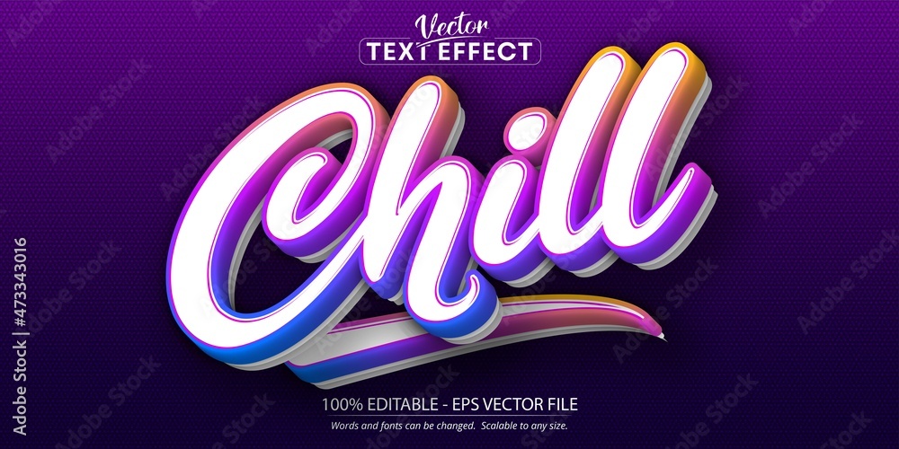 Chill text effect, minimalistic and colorful editable text style Stock ...