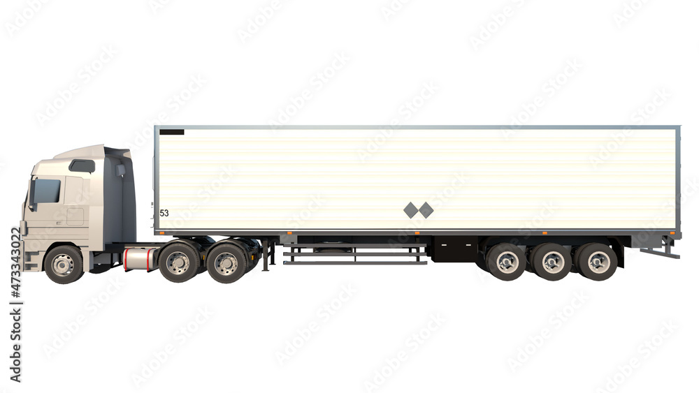 Big Truck 1- Lateral view white background 3D Rendering Ilustracion 3D ...