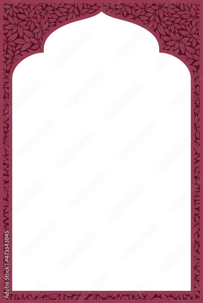 Indian frame with geometric structure on white background with leaves ...