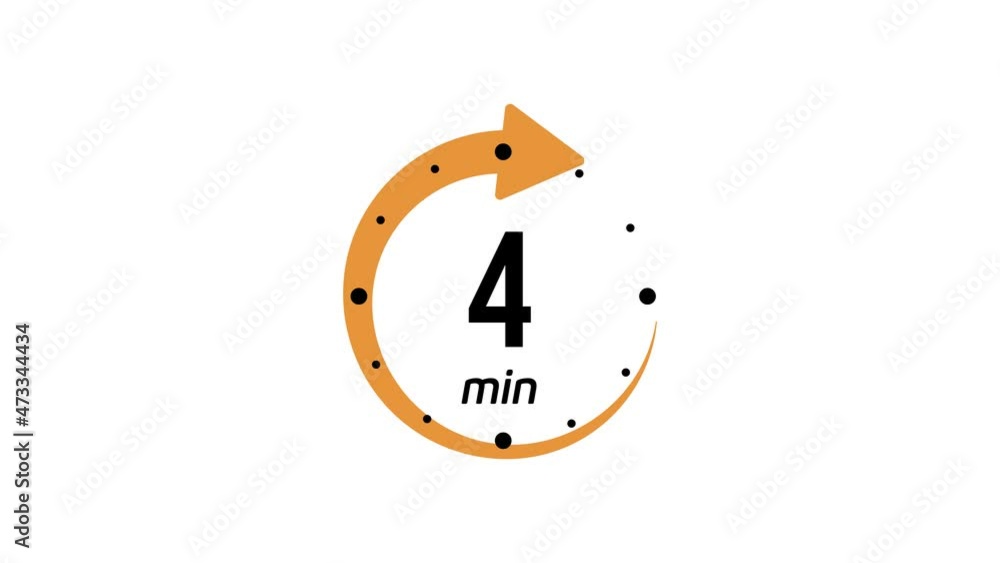 4 minutes timer symbol color style isolated on white background. 4 min ...