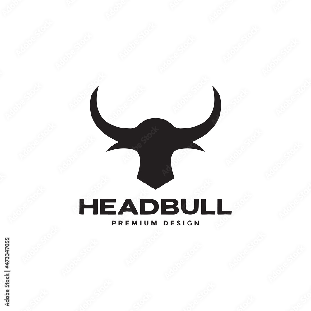 bull head shape modern black logo symbol icon vector graphic design ...