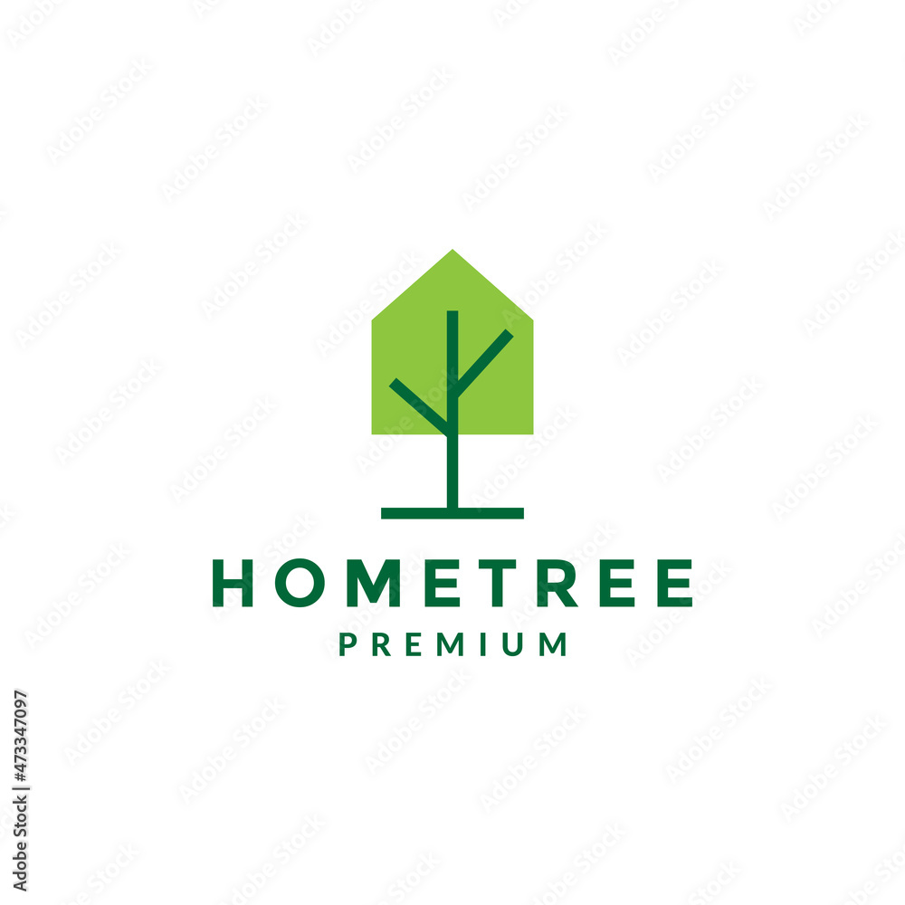 abstract tree green with leaf home shape logo symbol icon vector ...
