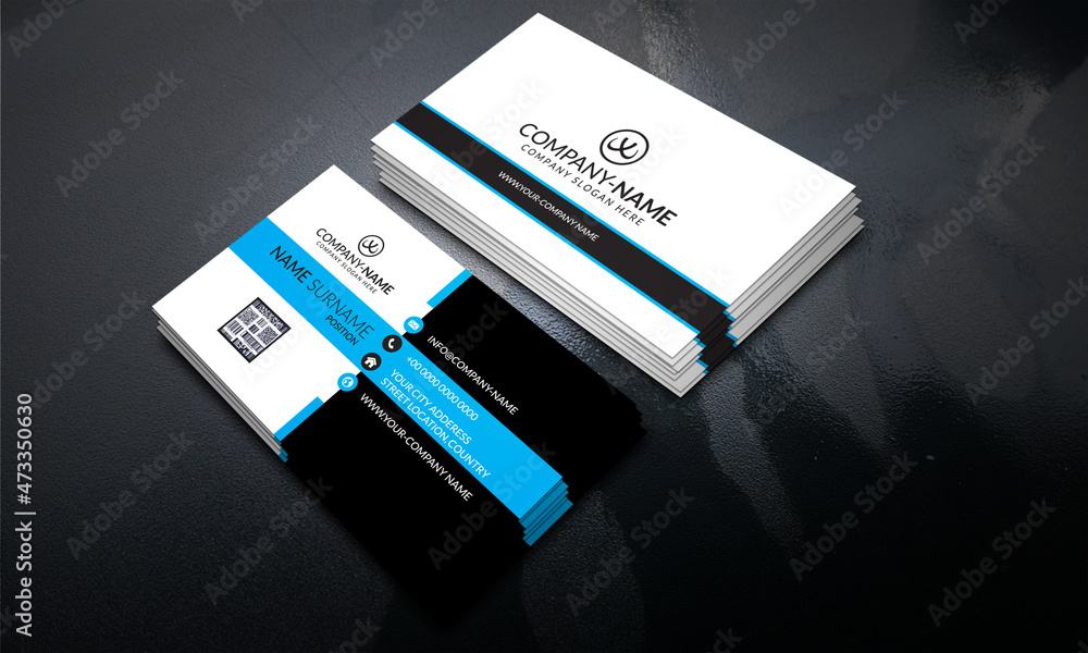 Business card template. Portrait and landscape layout. Front and back ...