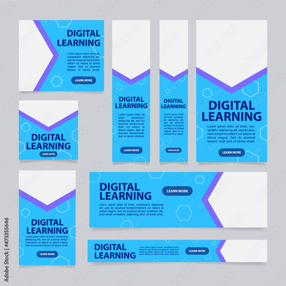 Digital learning portal web banner design template. Vector flyer with ...