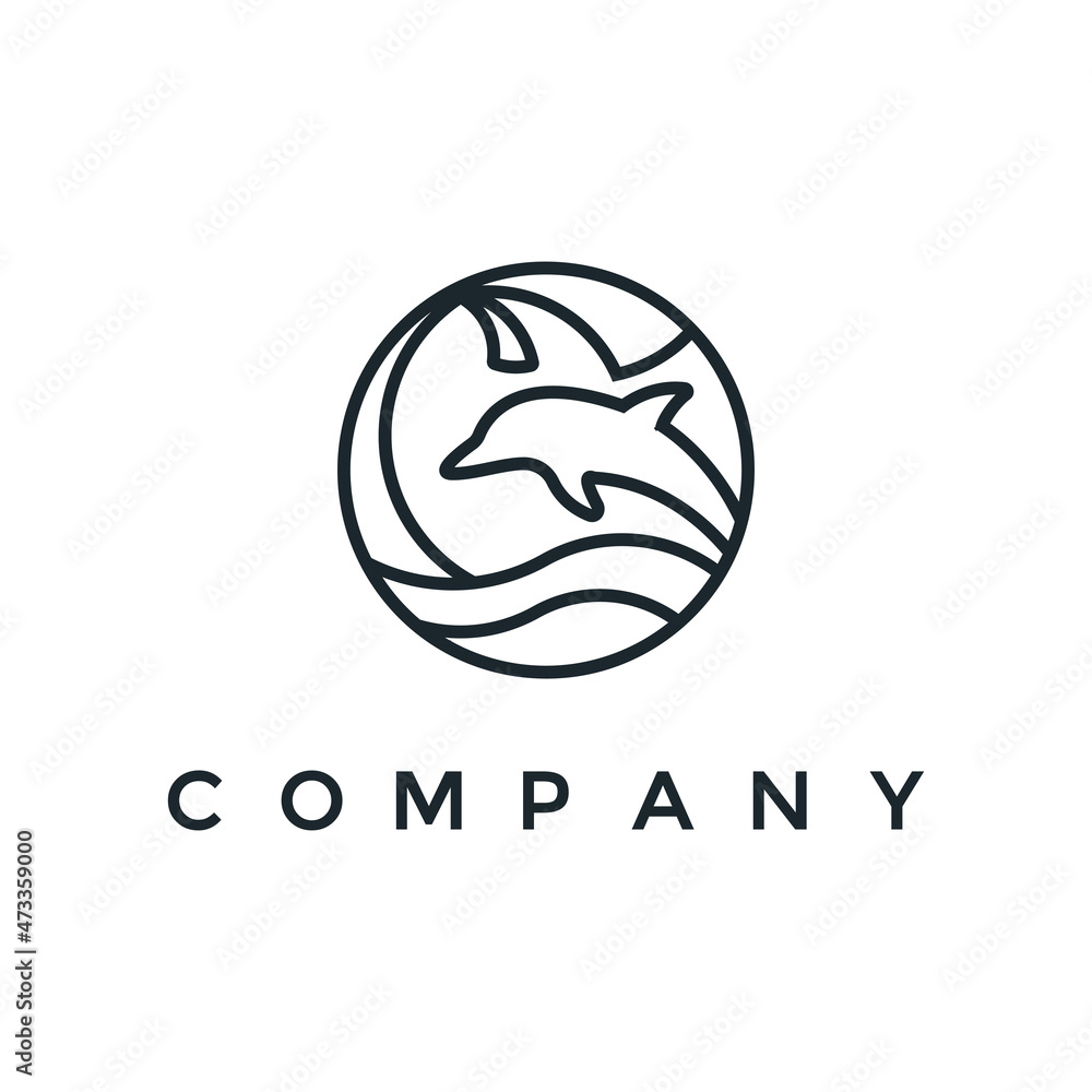 Line art tropical dolphin logo vector for your company or business ...