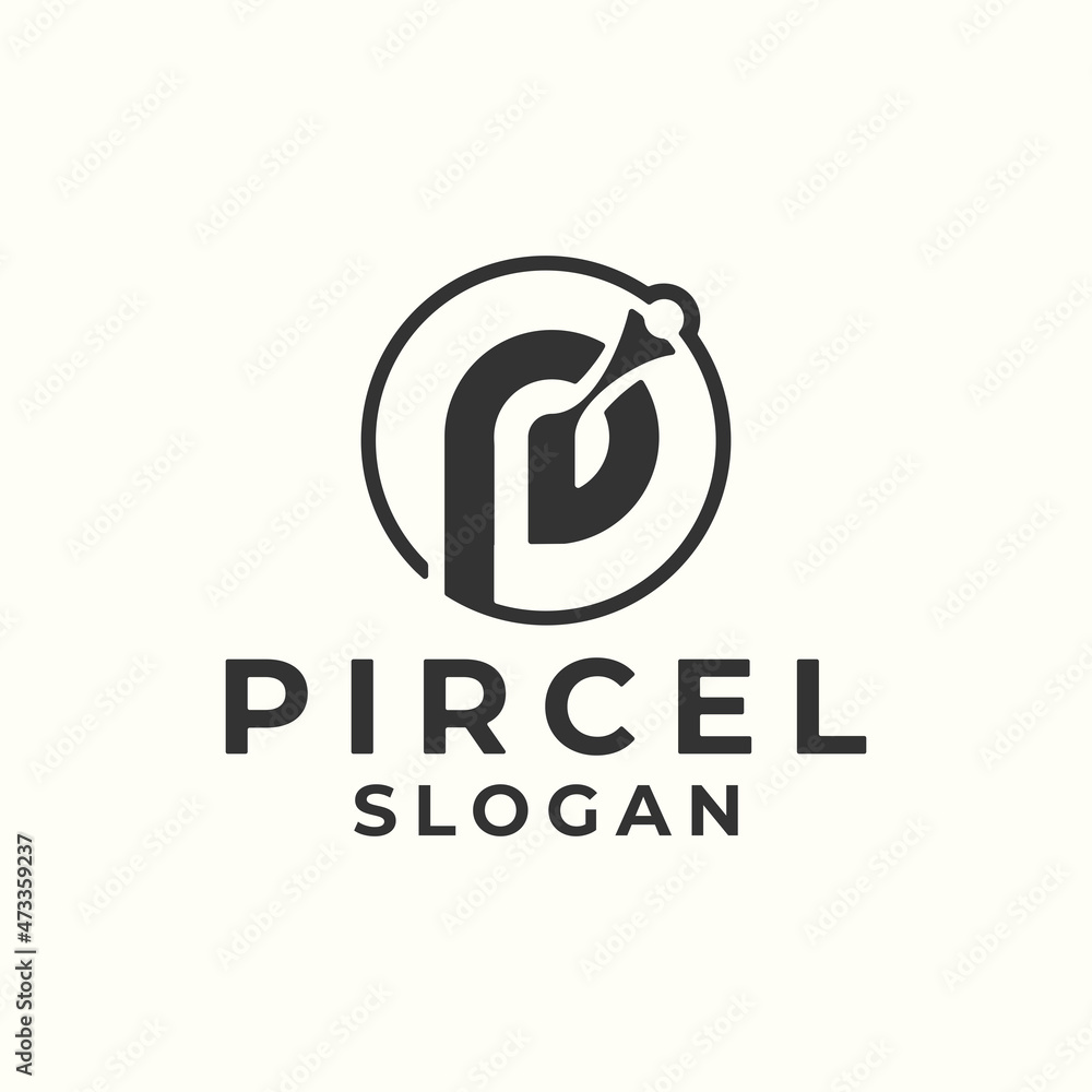 P monogram in a circle. Stock Vector | Adobe Stock