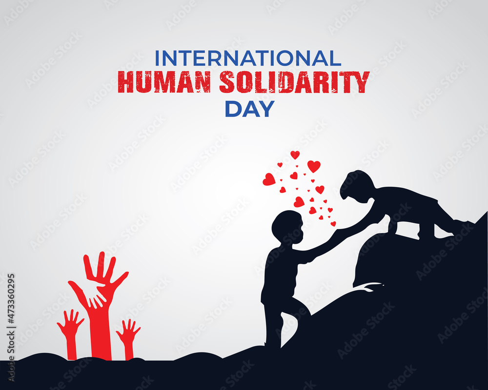 International Human Solidarity Day. People help person silhouette World ...
