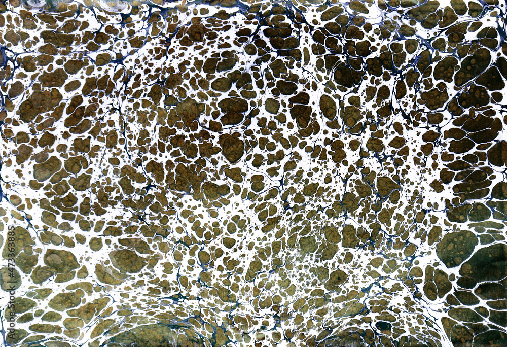 Earth tone colored, Battal Ebru or Somaki art. Traditional Turkish Ebru ...