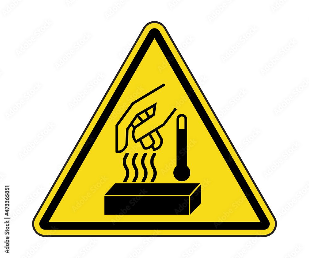 Hot Materials Warning Label. International Hot Materials Hazard Symbol ...