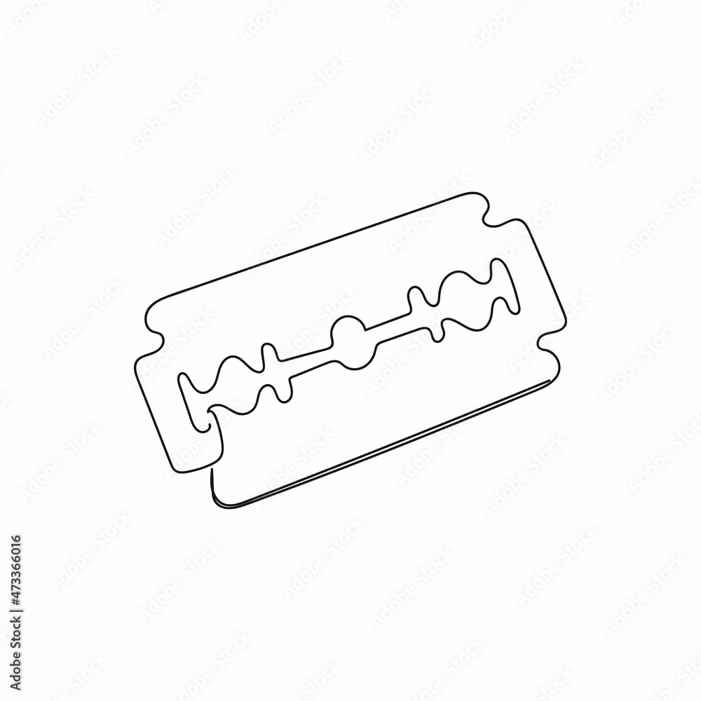 Vector abstract continuous one single simple line drawing icon of razor ...