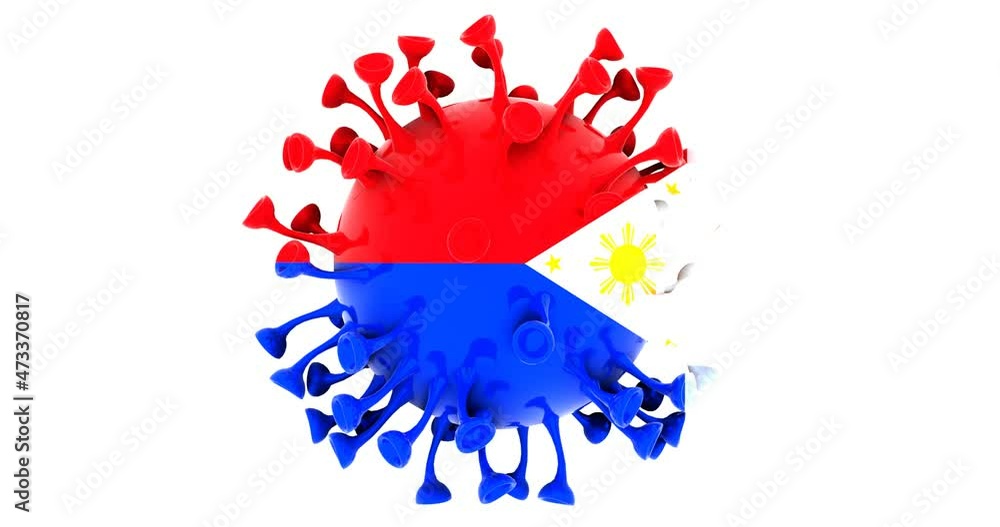 Flag of the Philippines on Seamless looping 3D animation of the covid ...