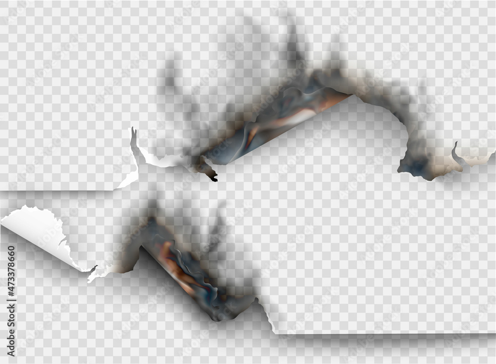 transparent design burning templates torn paper with ripped hole Stock ...