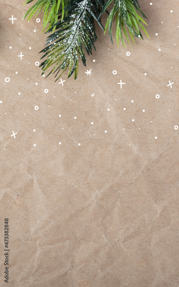 Winter Holiday themed background image on craft wrapping paper with ...