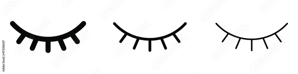 Closed eye linear icon. Simple symbol of eye. Black vector illustration ...