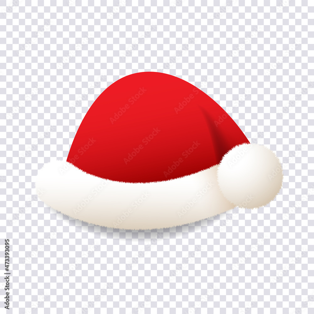 Santa hat. Santa Claus hat isolated on transparent background. Vector ...