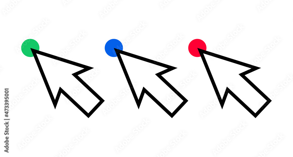 Round icon at the tip of the mouse cursor. Pointing vector. vector de ...