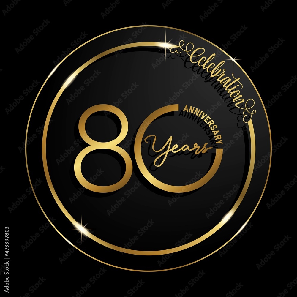 80th anniversary logo. Golden anniversary celebration emblem design for ...