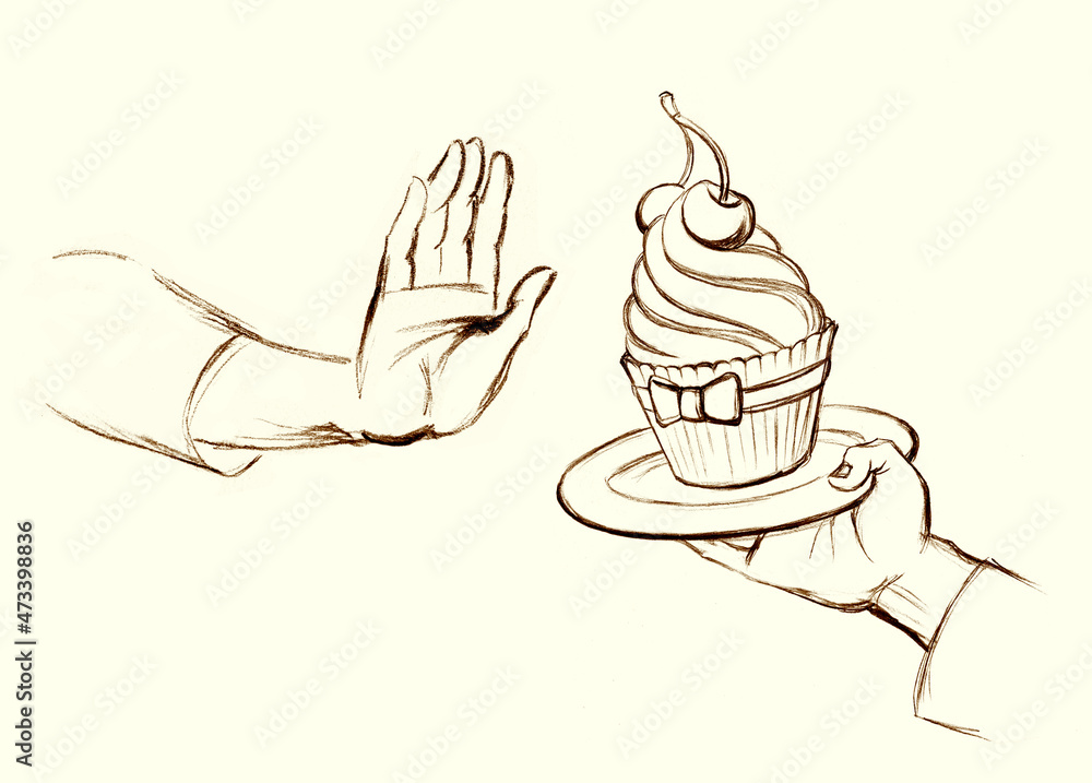 Temptation. The catch is a good suggestion. Pencil drawing Stock ...