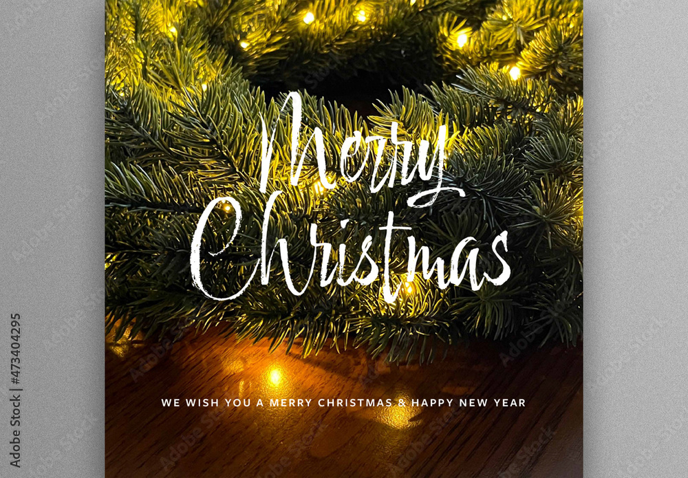 Christmas Social Media Post with Festive Lights and Greenery Background ...