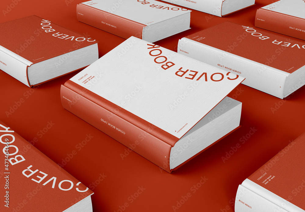 3D Array of Hardcover Books Mockup Stock Template | Adobe Stock