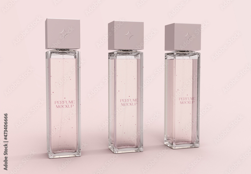 3D Three Perfumes Mockup Stock Template | Adobe Stock