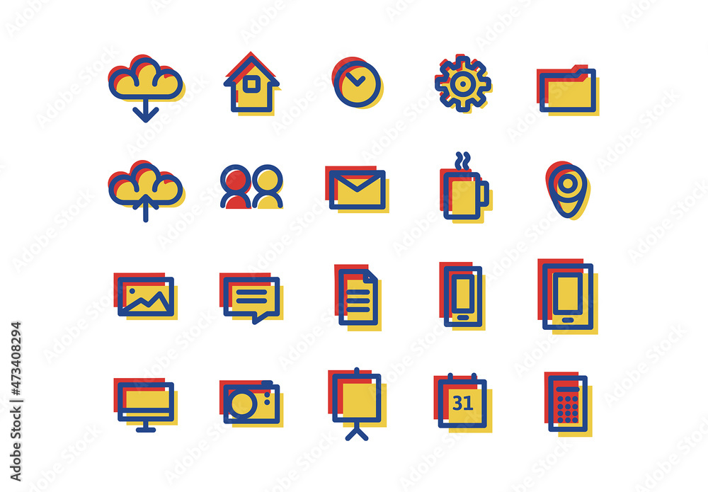 Modelo de Ensemble d’icônes web bicolores do Stock | Adobe Stock