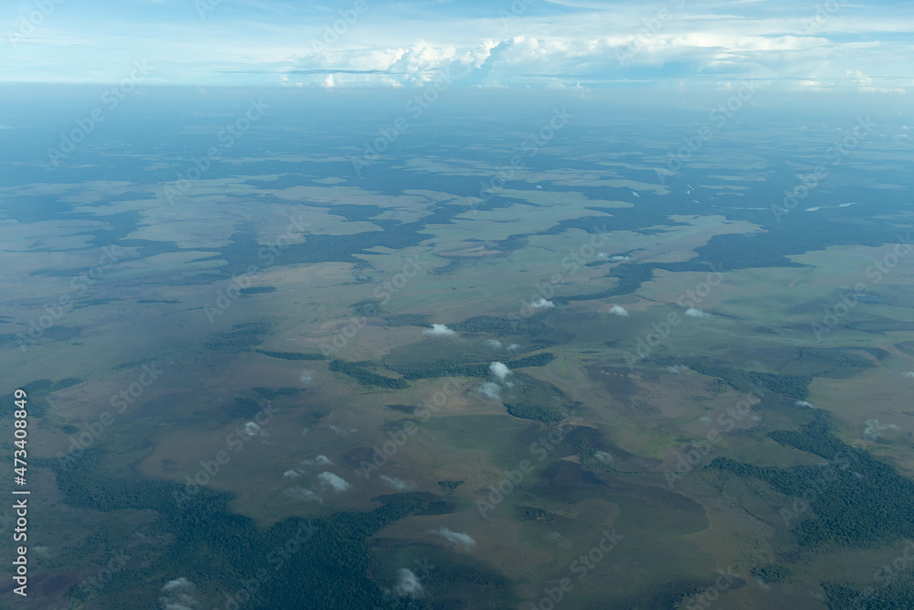 Aerial view of an area of the Marajo island, Para state, Brazil ...