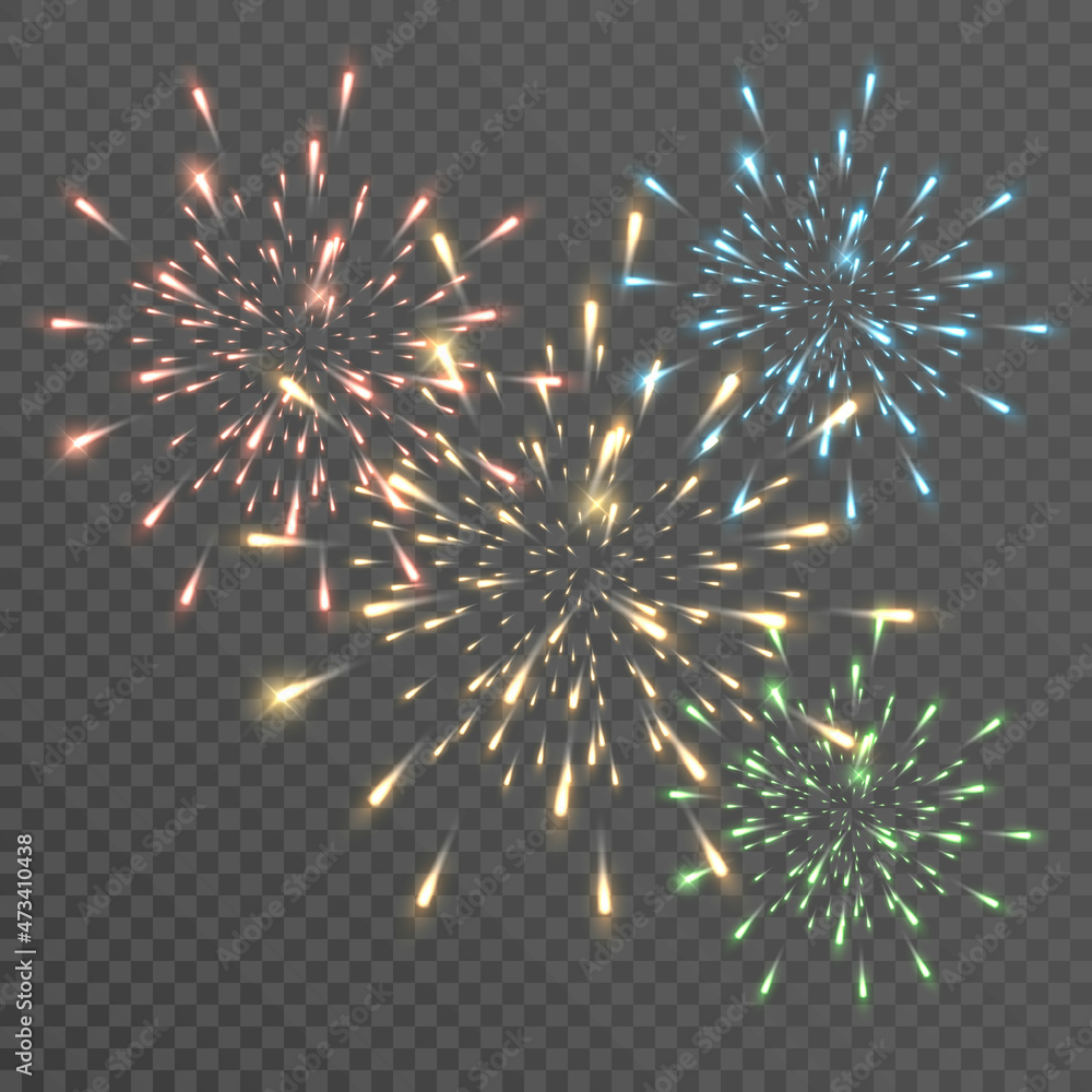 Vecteur Stock Fireworks with brightly shining sparks. Bright fireworks ...