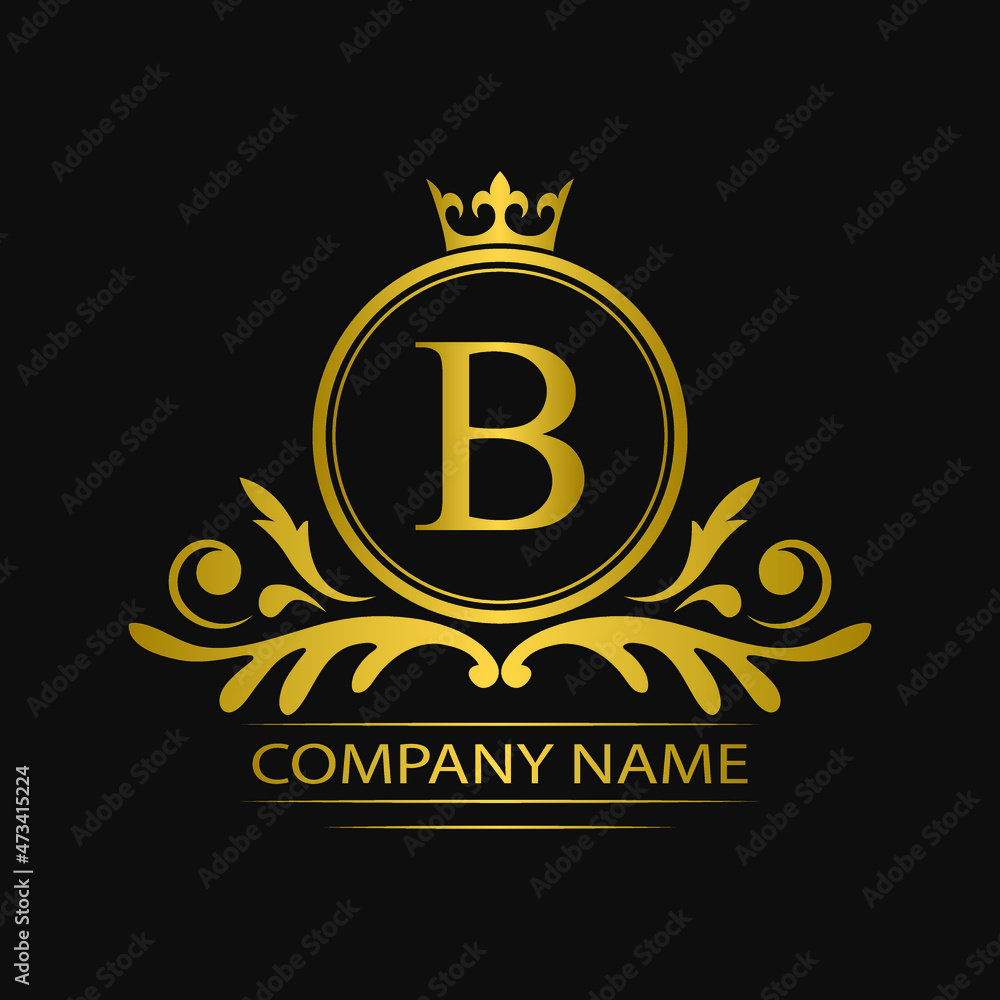 Golden letter B template logo Luxury gold letter with crown. Monogram ...