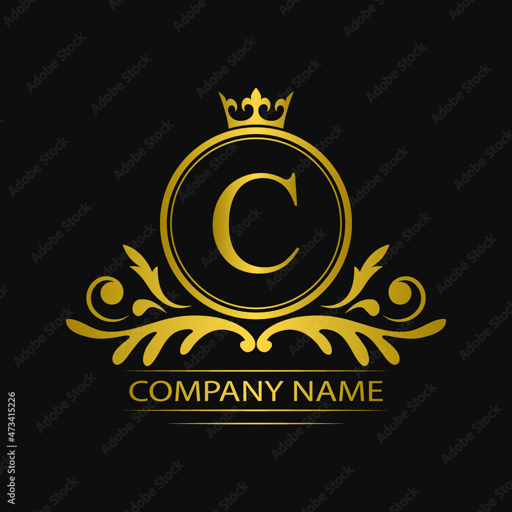 Golden letter C template logo Luxury gold letter with crown. Monogram ...