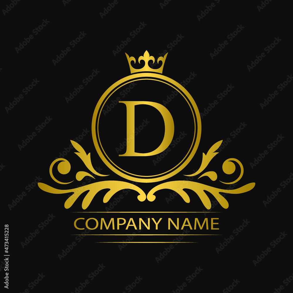 Golden letter D template logo Luxury gold letter with crown. Monogram ...