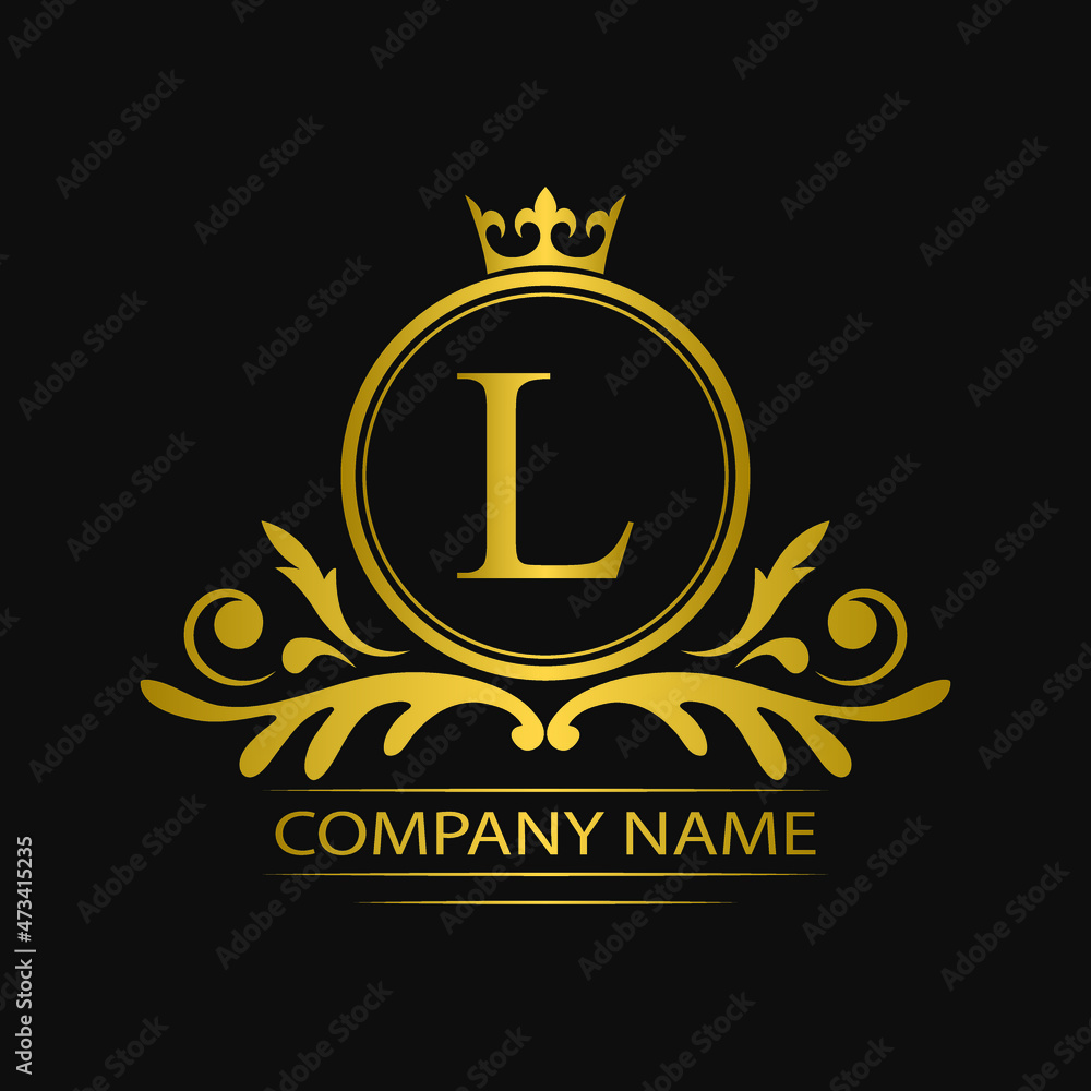 Golden letter L template logo Luxury gold letter with crown. Monogram ...