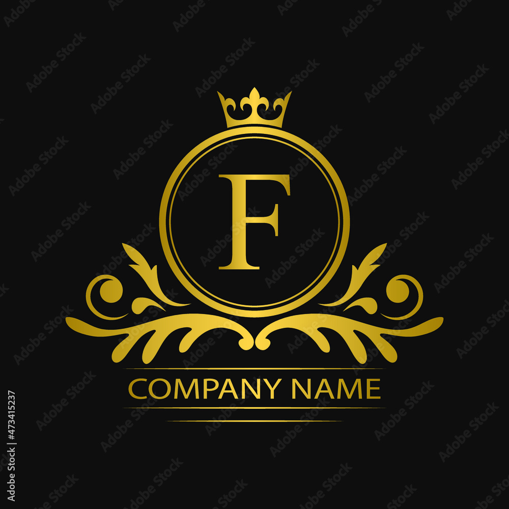 Golden letter F template logo Luxury gold letter with crown. Monogram ...