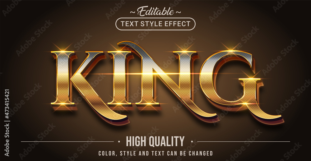 Editable text style effect - King text style theme. Stock Vector ...