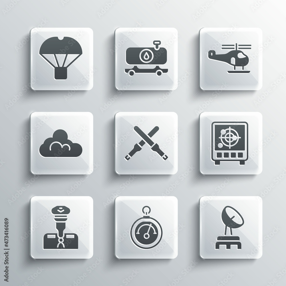 Set Barometer, Radar, with targets on monitor, Marshalling wands, Pilot ...