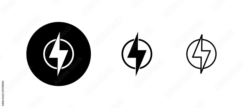 Lightning icons set. electric sign and symbol. power icon. energy sign ...