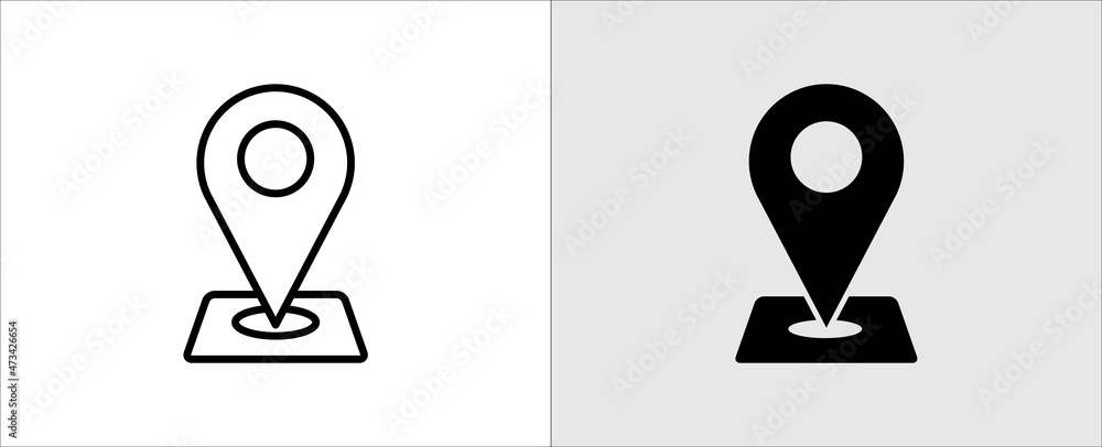 Pin map location icon. Map tag marker pointer vector icon for food ...