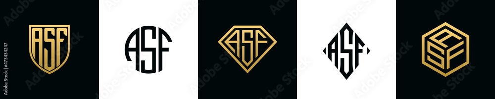 Initial letters ASF logo designs Bundle Stock Vector | Adobe Stock