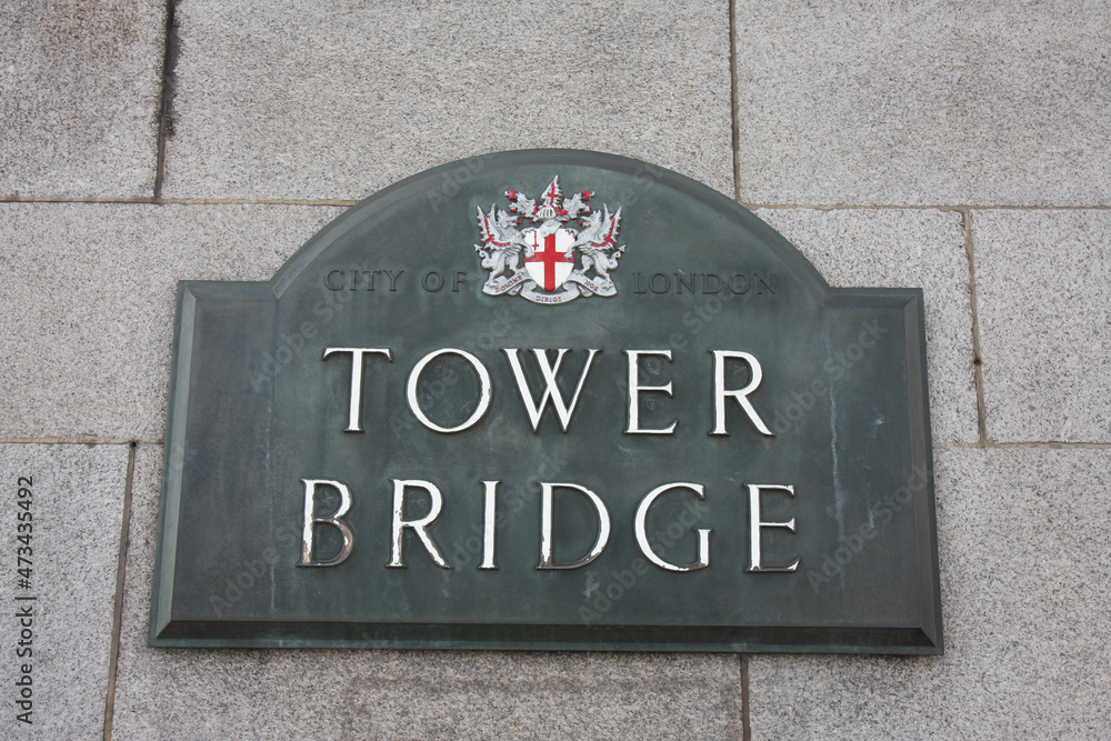 City of London Tower Bridge Sign Stock Photo | Adobe Stock
