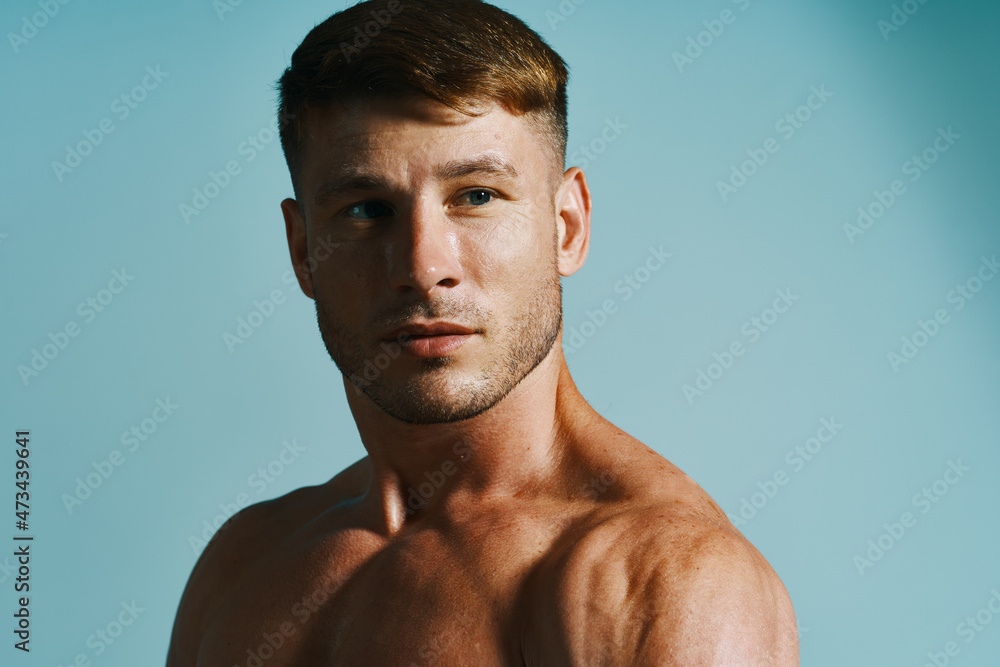 male with bulging topless muscle workout posing bodybuilder Stock Photo ...