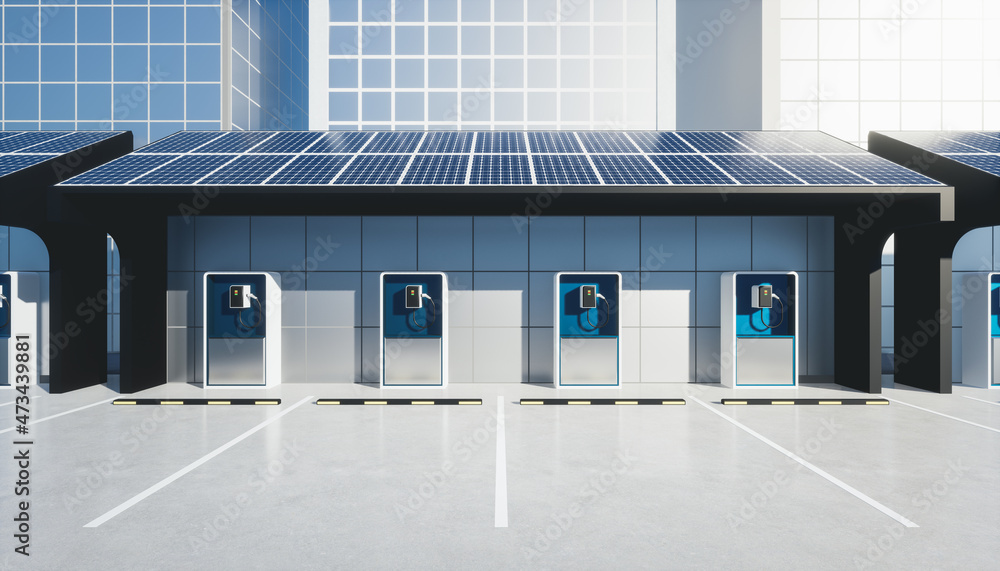 3d rendering of charging station. May called EV charger or charging ...