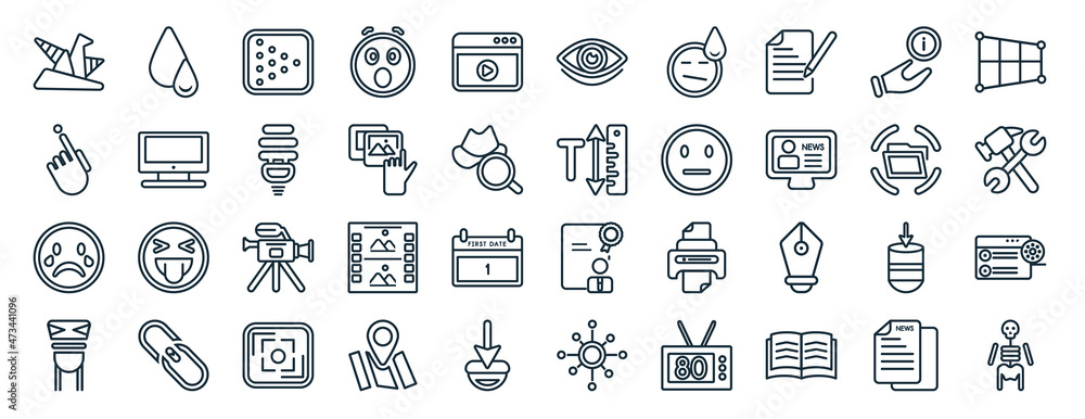 set of 40 flat user interface web icons in line style such as ...