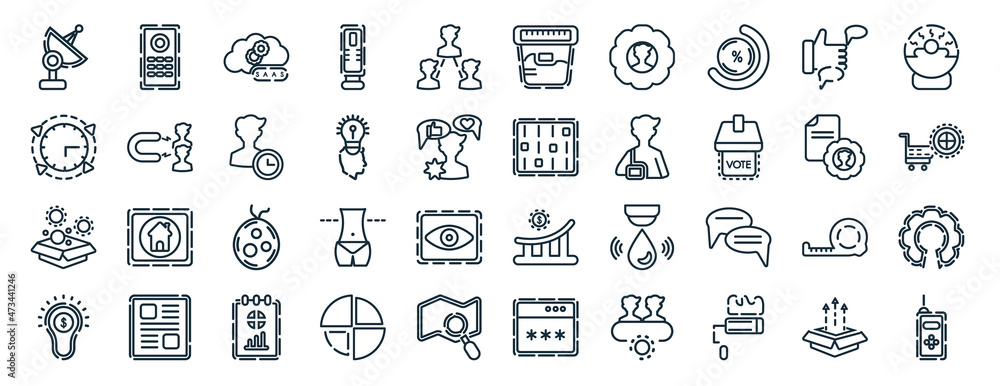 set of 40 flat general web icons in line style such as smart speaker ...