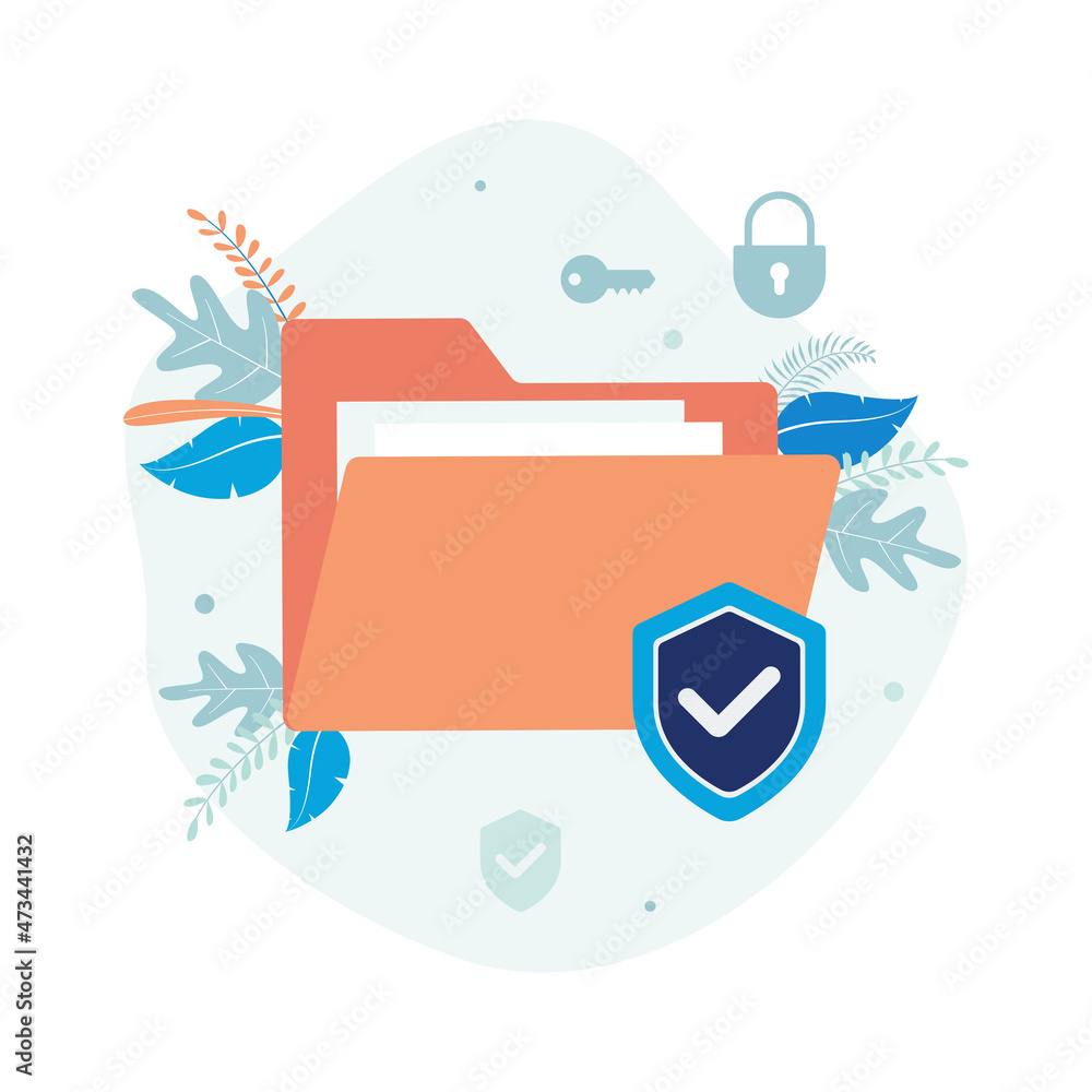 File, folder security vector illustration. file management flat design. Stock Vector | Adobe Stock