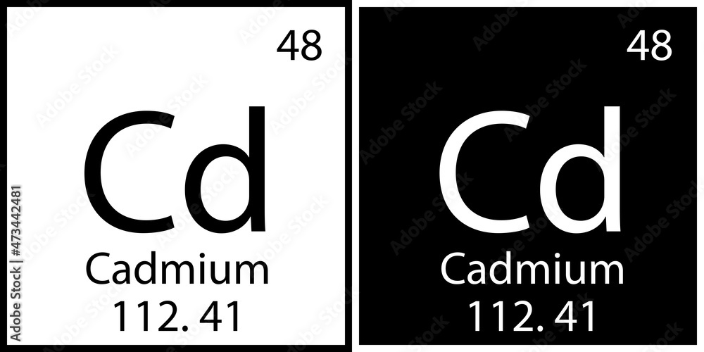 Cadmium chemical symbol. Black and white squares. Education process ...